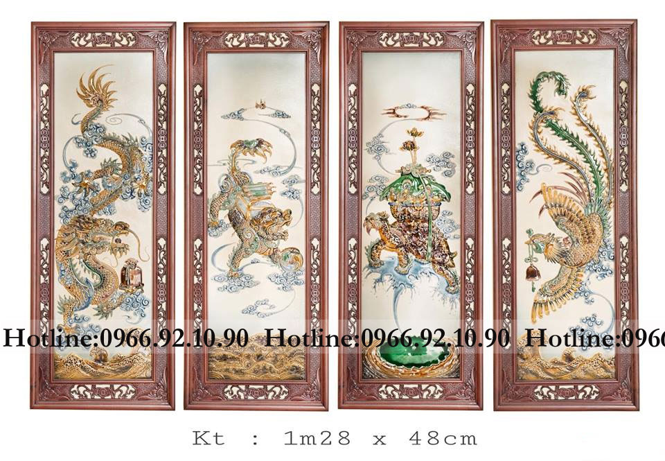 Tranh Tứ Linh long lân quy phụng